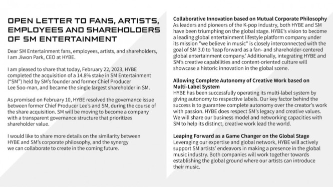 HYBE Resmi Jadi Pemegang Saham Terbesar SM Entertainment, Ngaku Gak Akan Ganggu Rencana 3.0