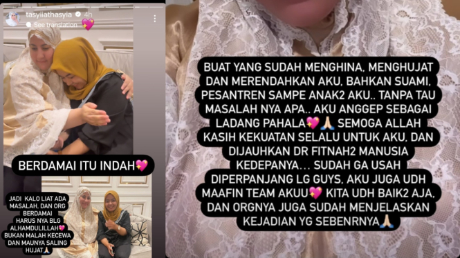 Peluk Mantan Karyawan, Tasyi Athasyia: Berdamai Itu Indah Peluk Mantan Karyawan, Tasyi Athasyia: Berdamai Itu Indah