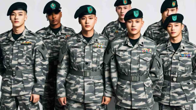 Potret Anggota BTS Berseragam Tentara Buatan AI, Mana yang Paling Gagah?
