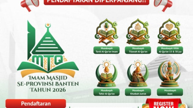 Pendaftaran MTQ Imam Masjid se-Banten Diperpanjang, Kesempatan Terakhir ...
