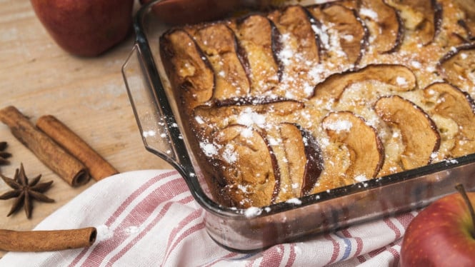 Puding Roti Apel Kayu Manis, Lembut dan Bikin Nagih!