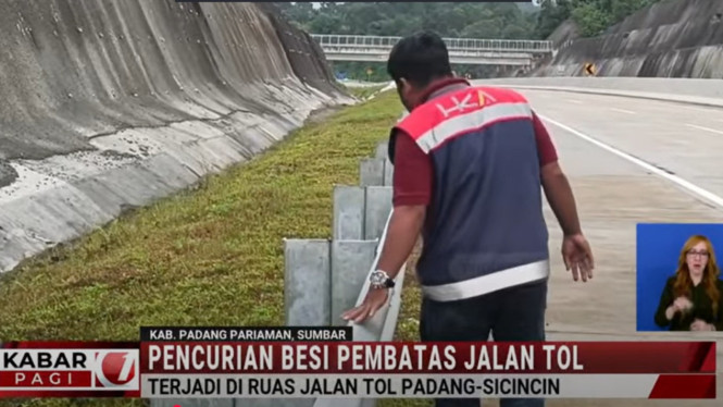 Besi Pembatas Jalan Tol Padang Sicincin Raib, Pengguna Jalan Resah