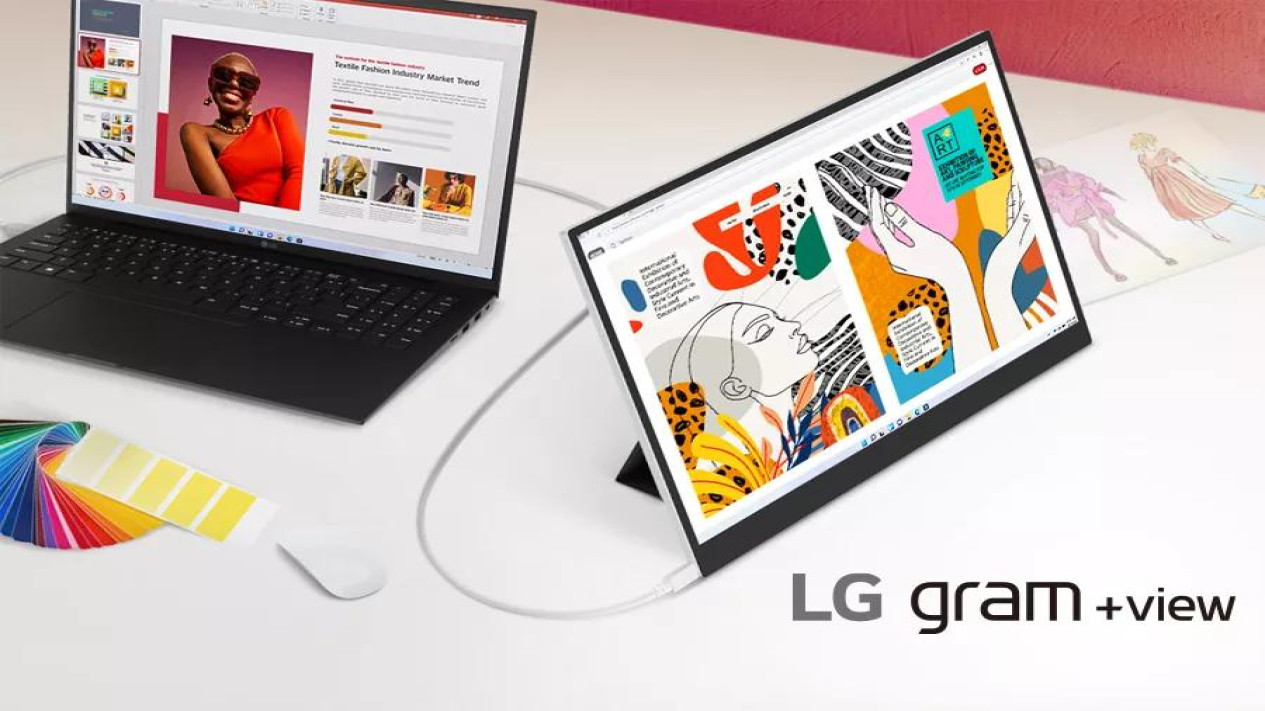 LG Gram +view: Layar Tambahan 16 Inc, 2K, Tampilan Keren