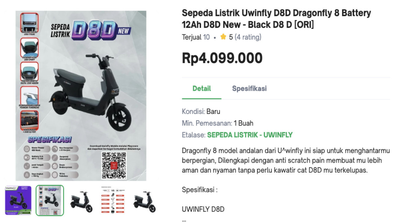 Promo Uwinfly D8D: Sepeda Listrik Murah dengan Garansi 10 Tahun!