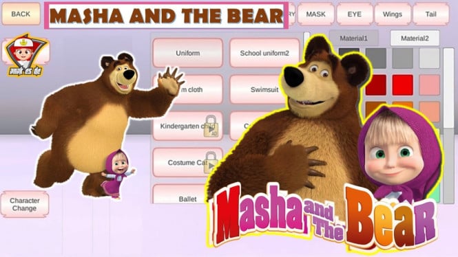 Cara Mudah Membuat Karakter Marsha and The Bear di Sakura School Simulator