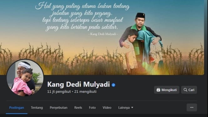 Sempat Diretas, Akun Facebook Kang Dedi Mulyadi Kembali Diaktifkan