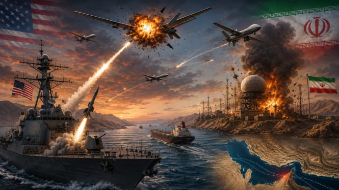 AS Tembak Jatuh Drone Iran dan Hantam Radar Teheran, Selat Hormuz Jadi ...