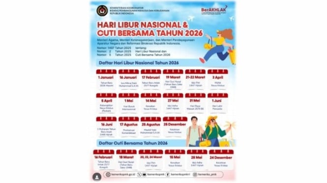 Daftar Lengkap Hari Libur Nasional dan Cuti Bersama 2026, Siap-Siap Atur Jadwal Liburan Panjang!