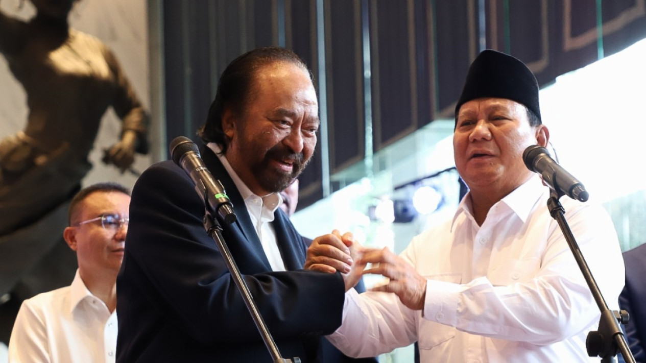 Pertemuan Prabowo Subianto dengan Surya Paloh di DPP Nasdem - Vlix.id